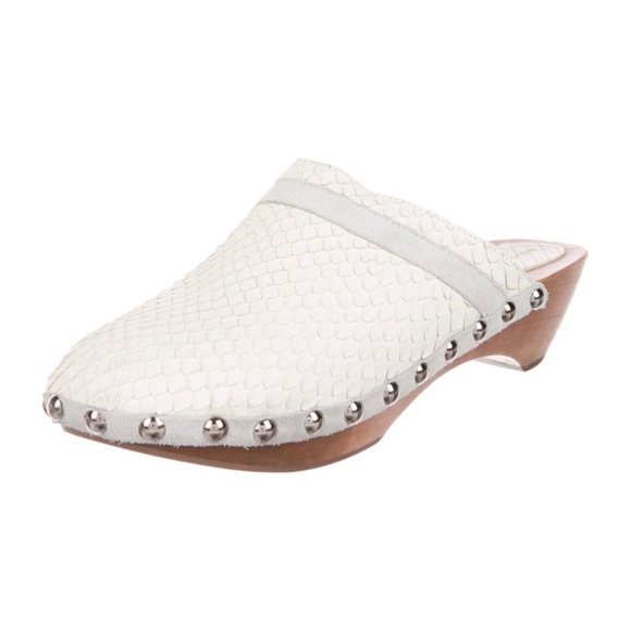 Devi Kroell | Shoes | Devi Kroell Ivory Anacondasuede Wood Clogs Sz 37 ...